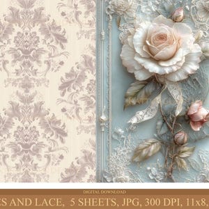 Roses and Lace, Digital Download, Junk Journal, Scrapbooking ...