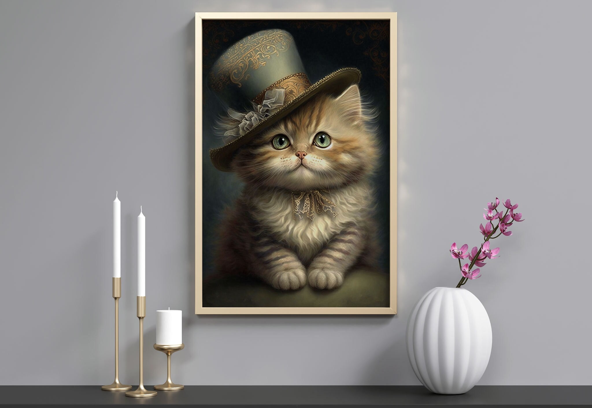 Cat Hat Kids Room Romantic Digital Download AI Digital - Etsy