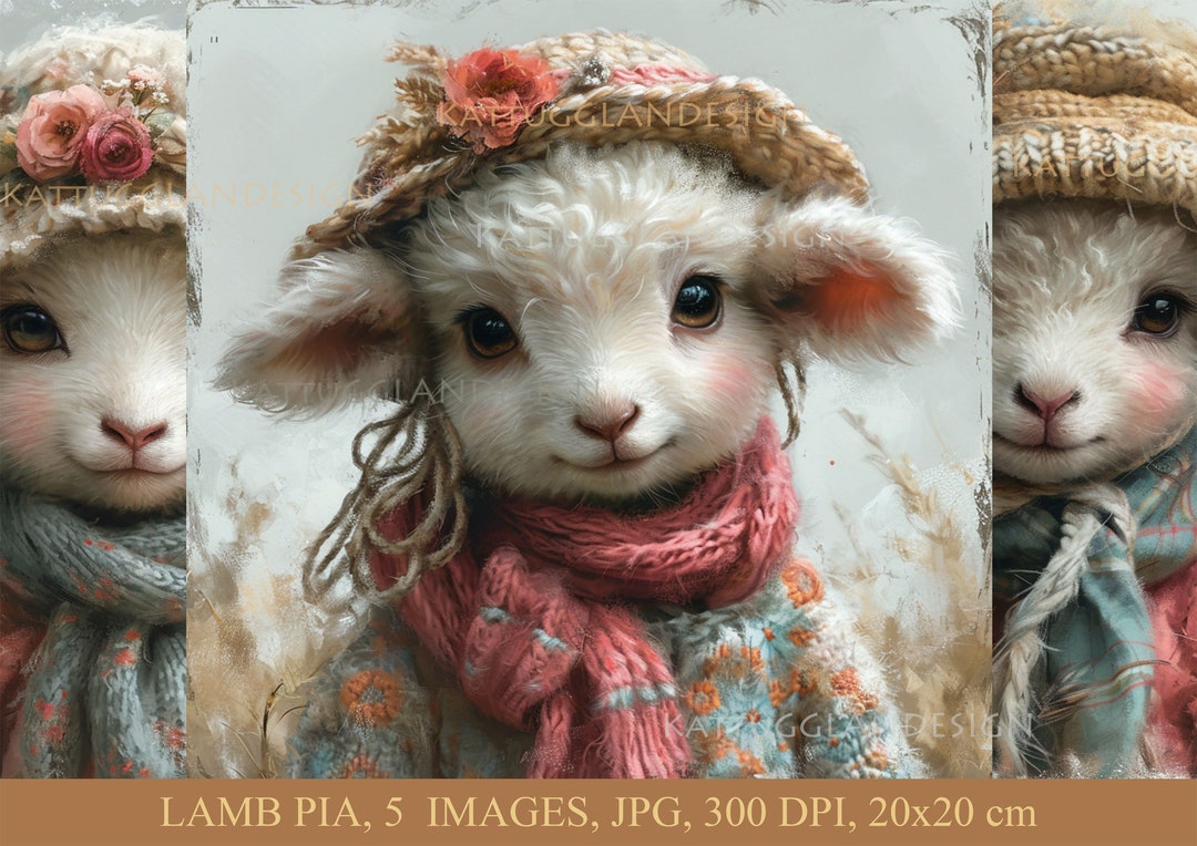 Lamb Pia, Digital Download, Scrapbooking, Junk Journal, Commercial Use ...