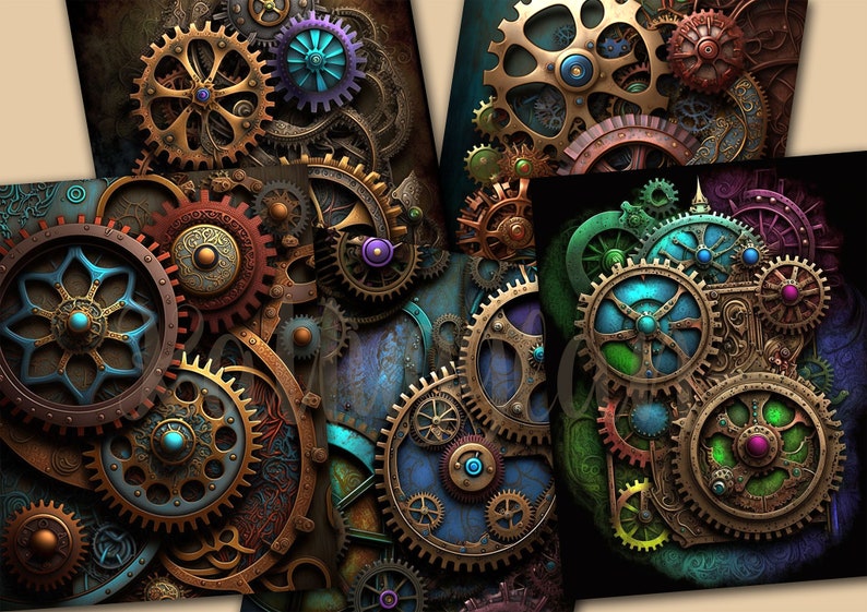 Steampunk Paper, Backgrounds, Digital Download, Commersial Use ...