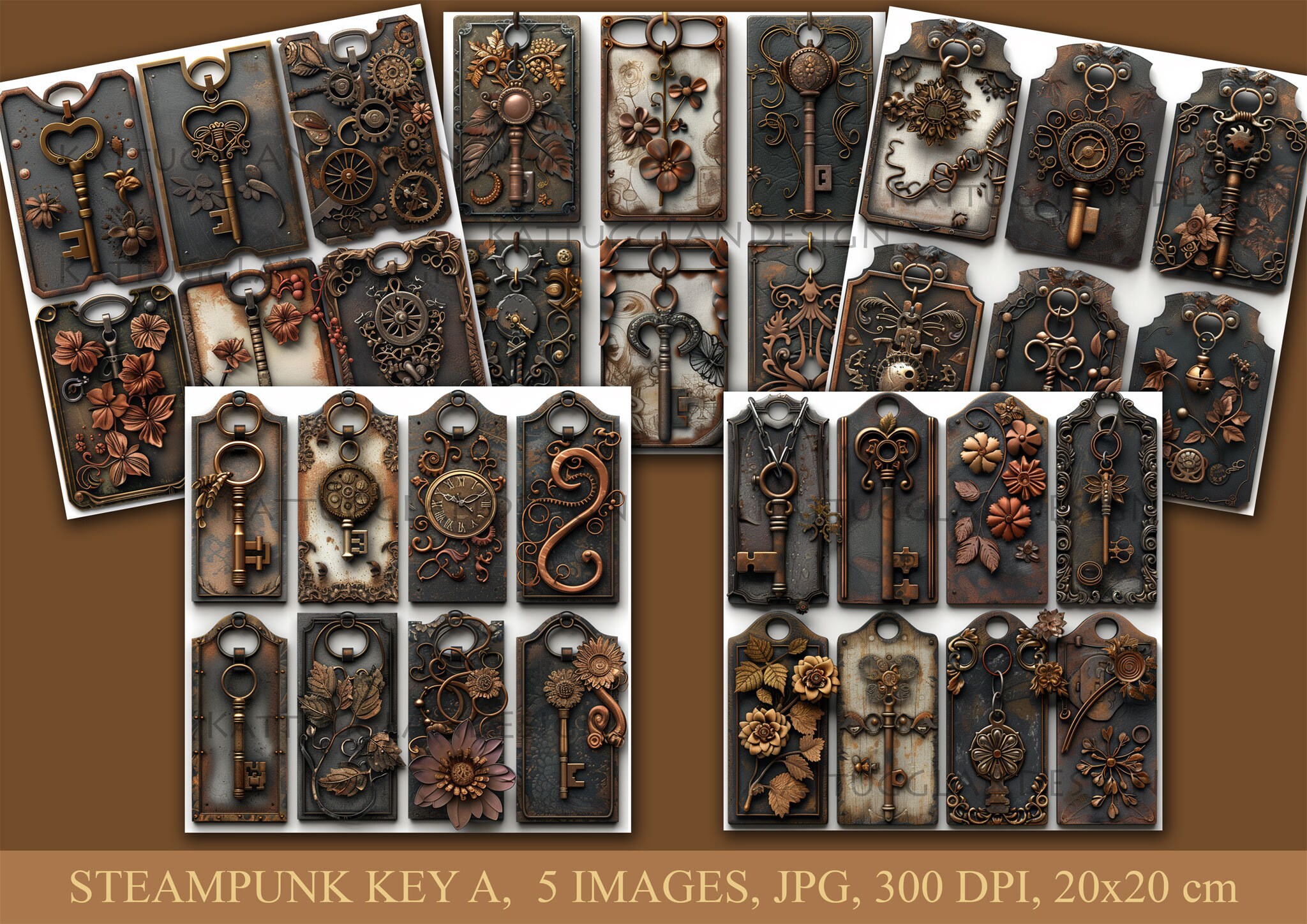 Steampunk Key A, Digital Download, Junk Journal, Scrapbooking, Clip Art ...