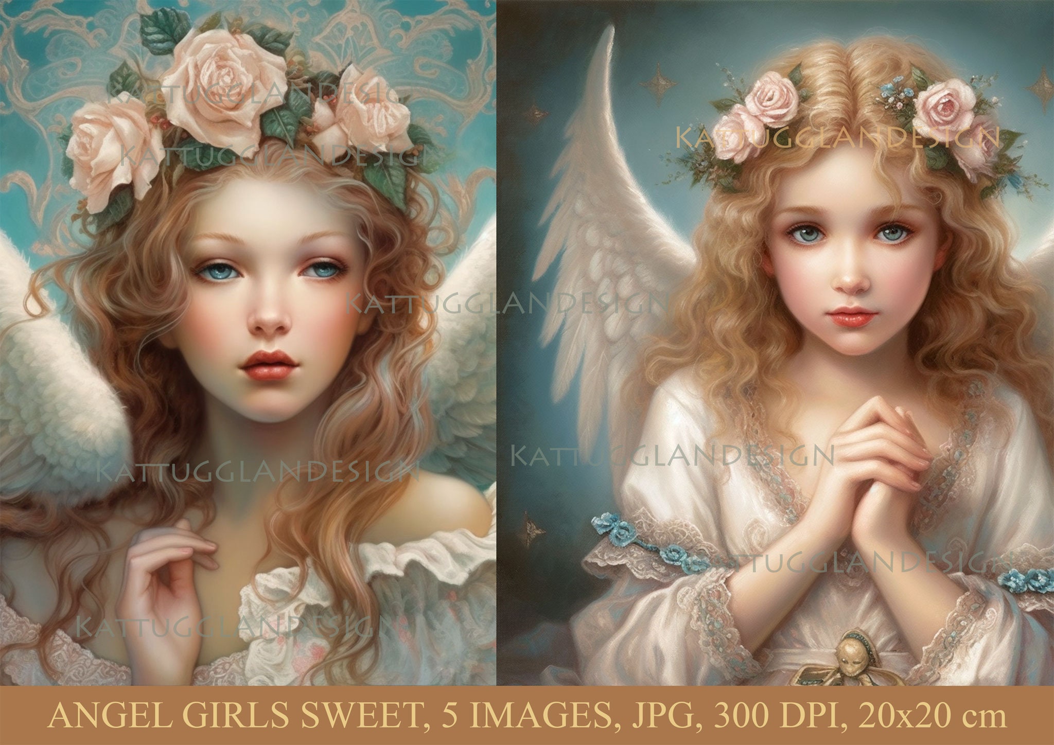 Angels, Girls, Sweet, Shabby Chic, Vintage, Digital Download ...