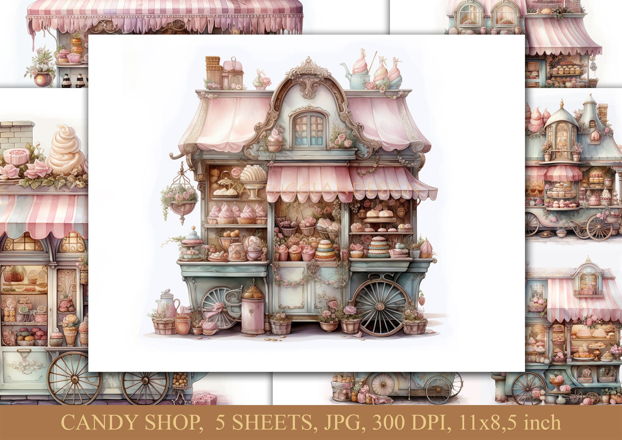 Candy Shop, Digital Download, Junk Journal, Scrapbooking, Commercial ...