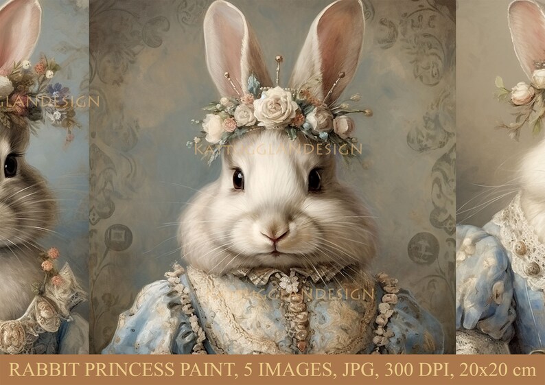 Rabbit Princess Paint, Digital Download, Scrapbooking, Junk Journal ...