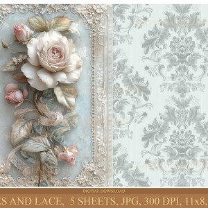 Roses and Lace, Digital Download, Junk Journal, Scrapbooking ...