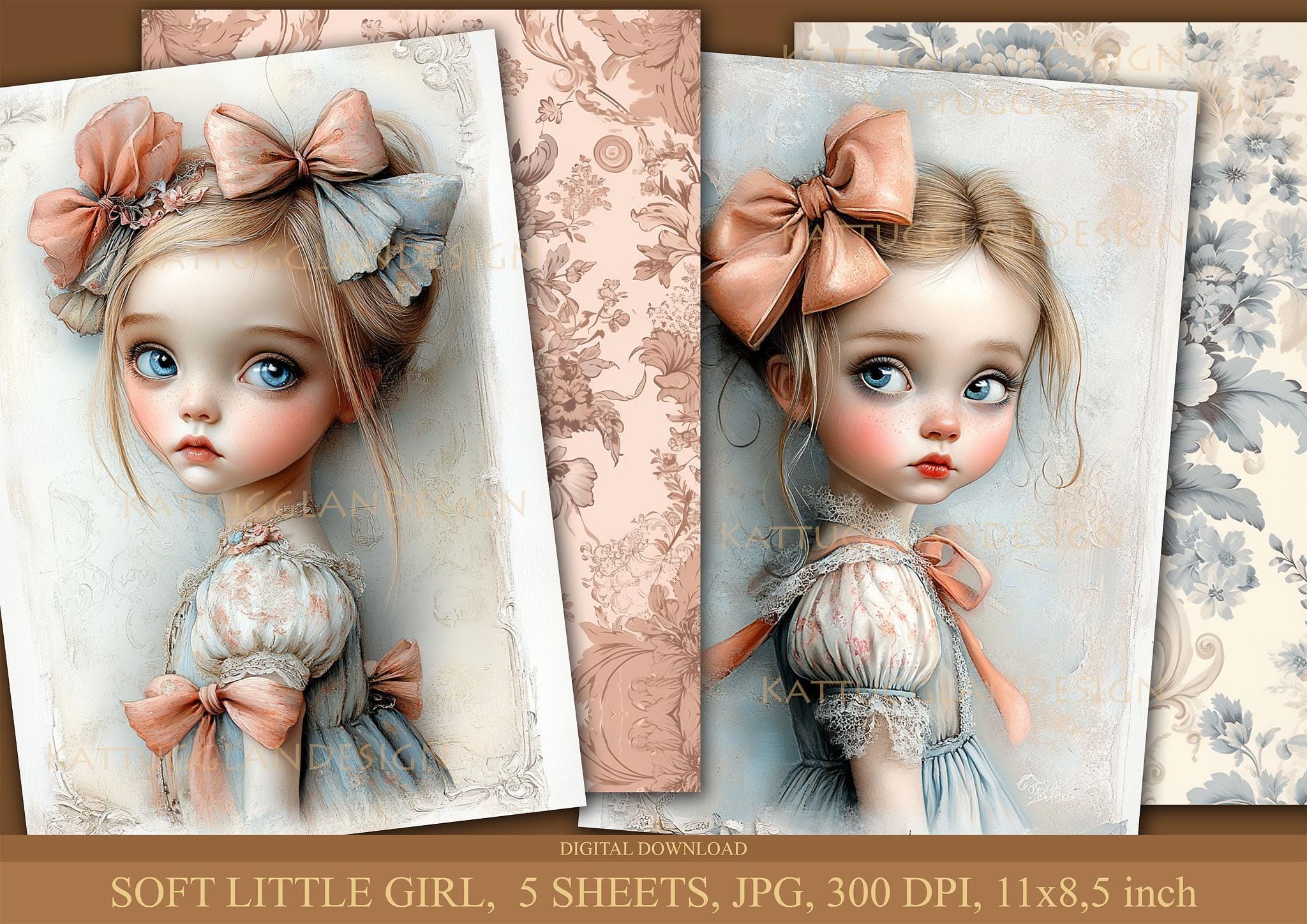 Soft Little Girls, Digital Download, Junk Journal, Scrapbooking ...