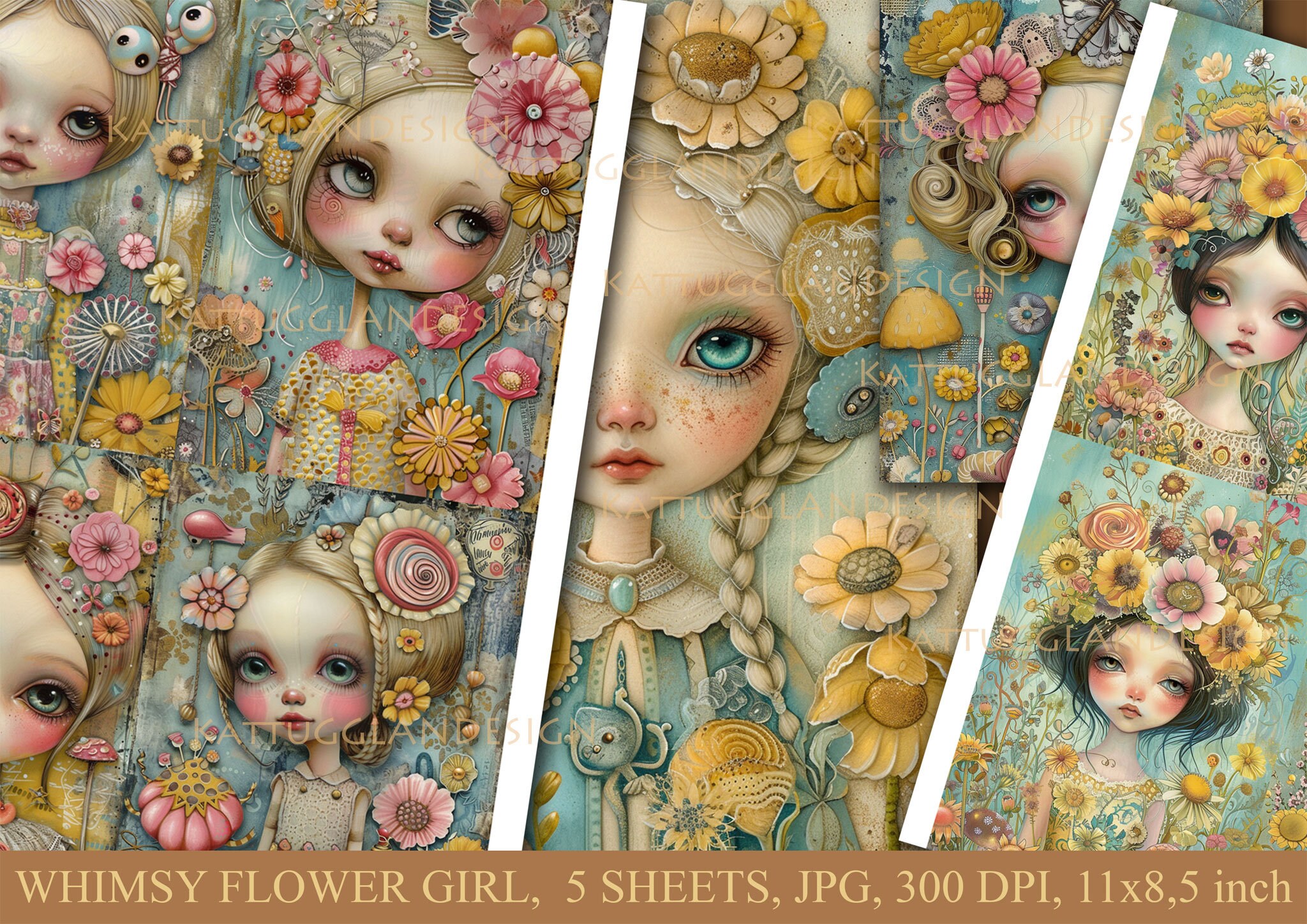 Whimsy Flower Girl, Digital Download, Junk Journal, Scrapbooking, Clip ...