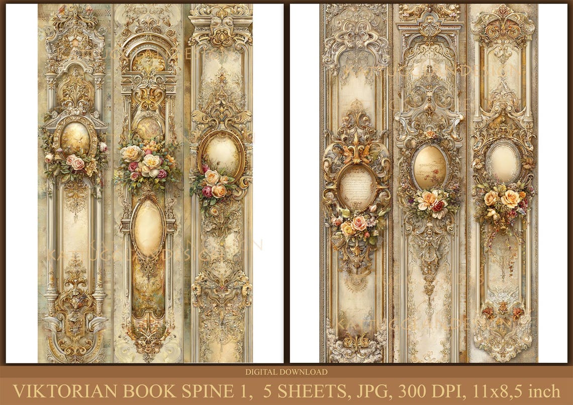 Victorian Book Spine 1, Digital Download, Junk Journal, Scrapbooking ...