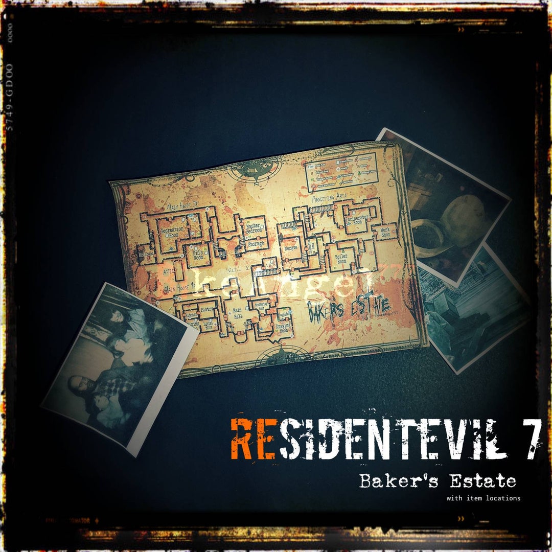 8x10 Resident Evil 7 | Map | Poster| Vintage | Replica | Prop - Etsy