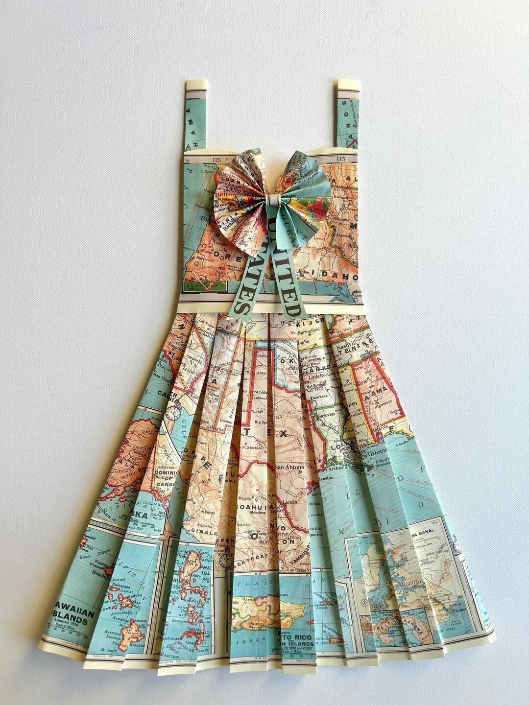 Paper Dress Artwork United States Map - Etsy