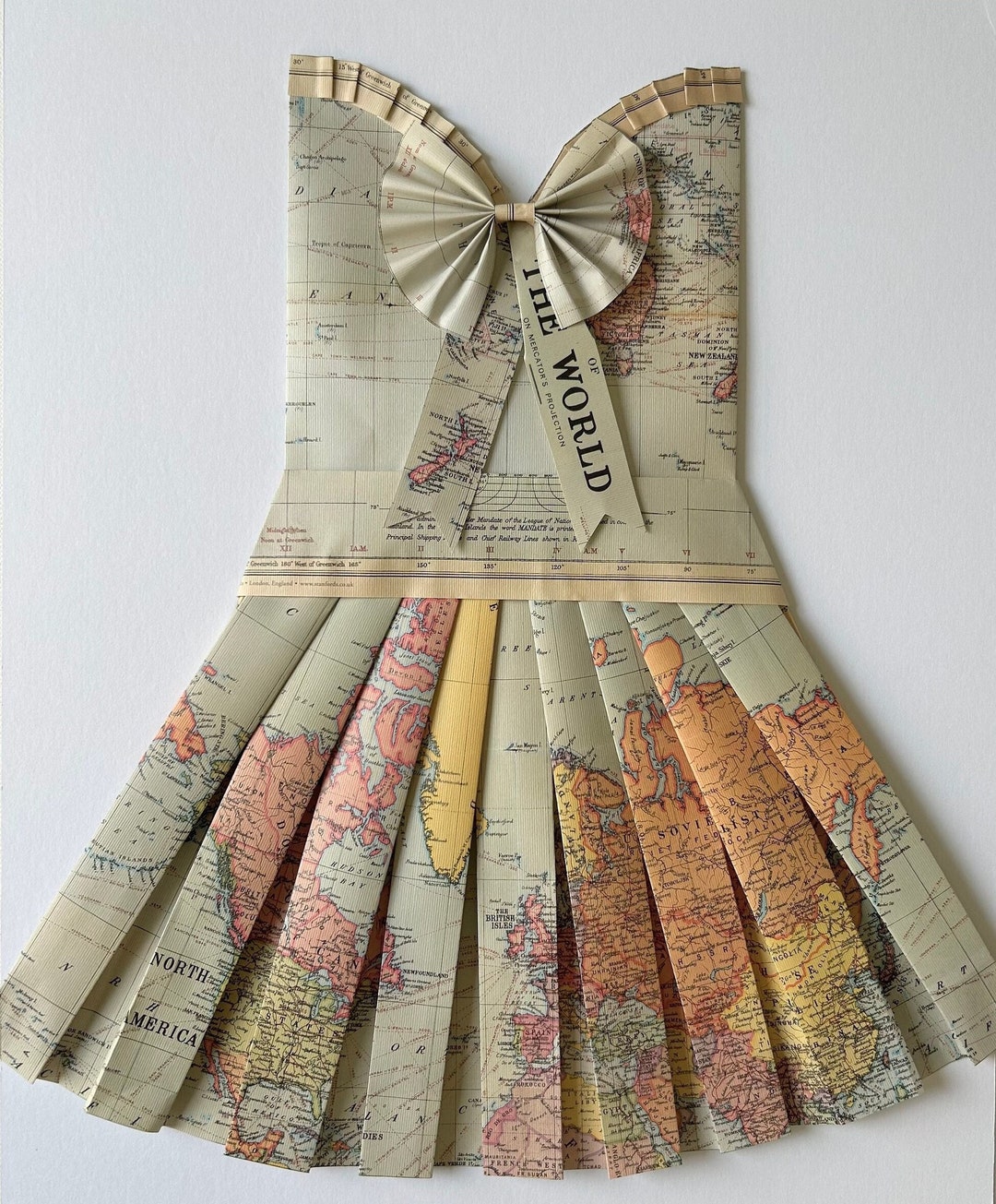 Paper Dress Artwork World Map - Etsy