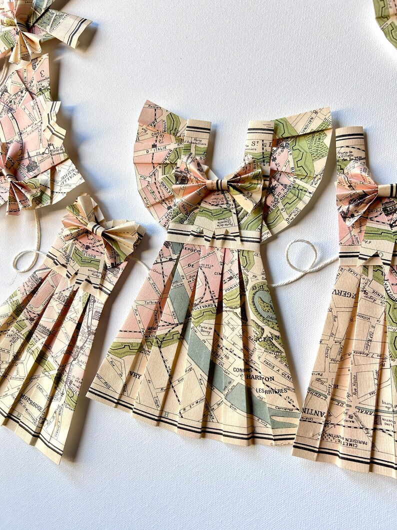 Paper Dress Birthday Garland - Paris Map - Etsy