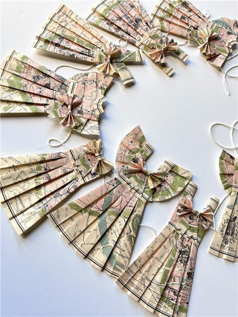 Paper Dress Birthday Garland - Paris Map - Etsy