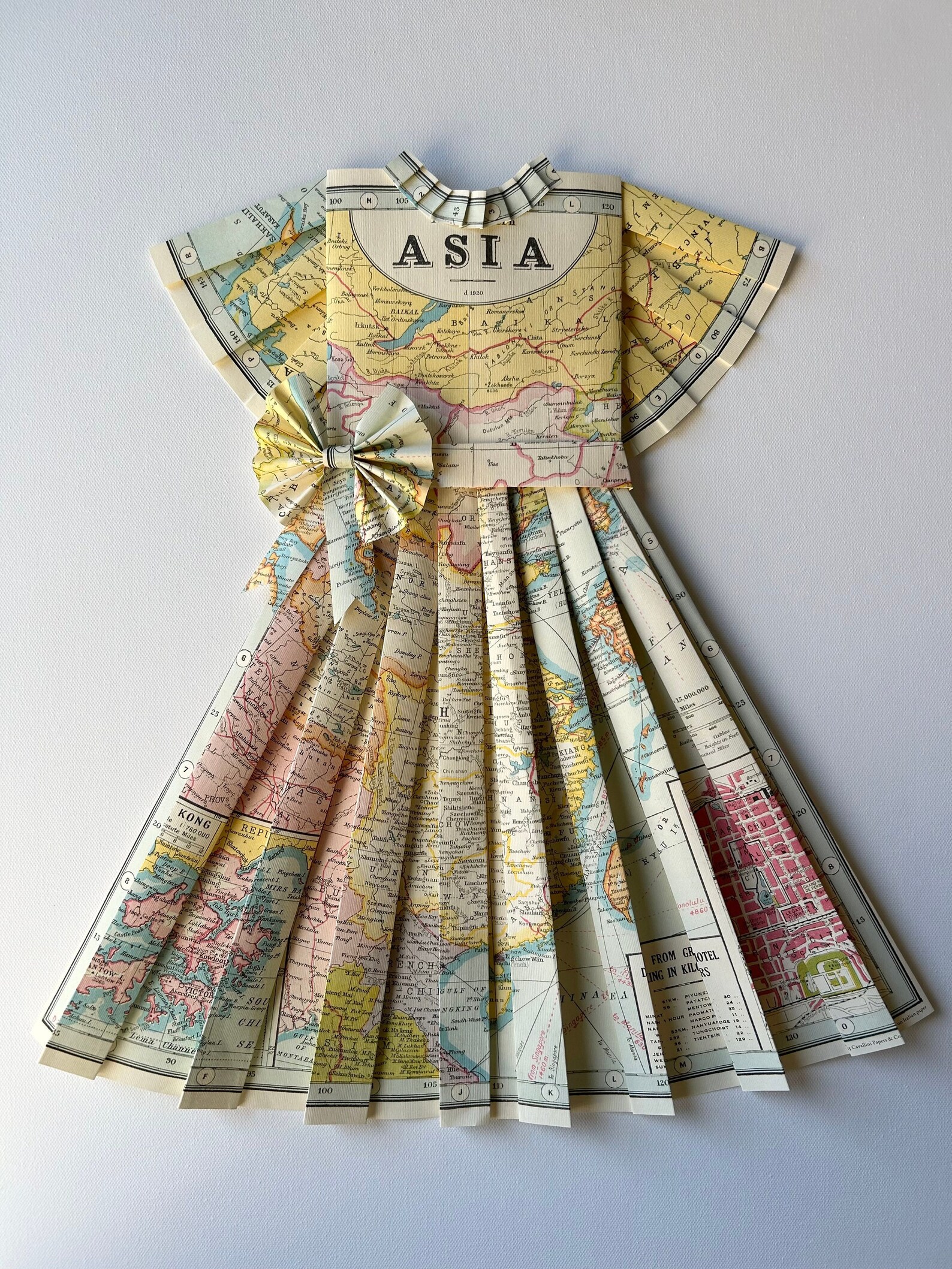 Paper Dress Artwork - Asia Map - Etsy
