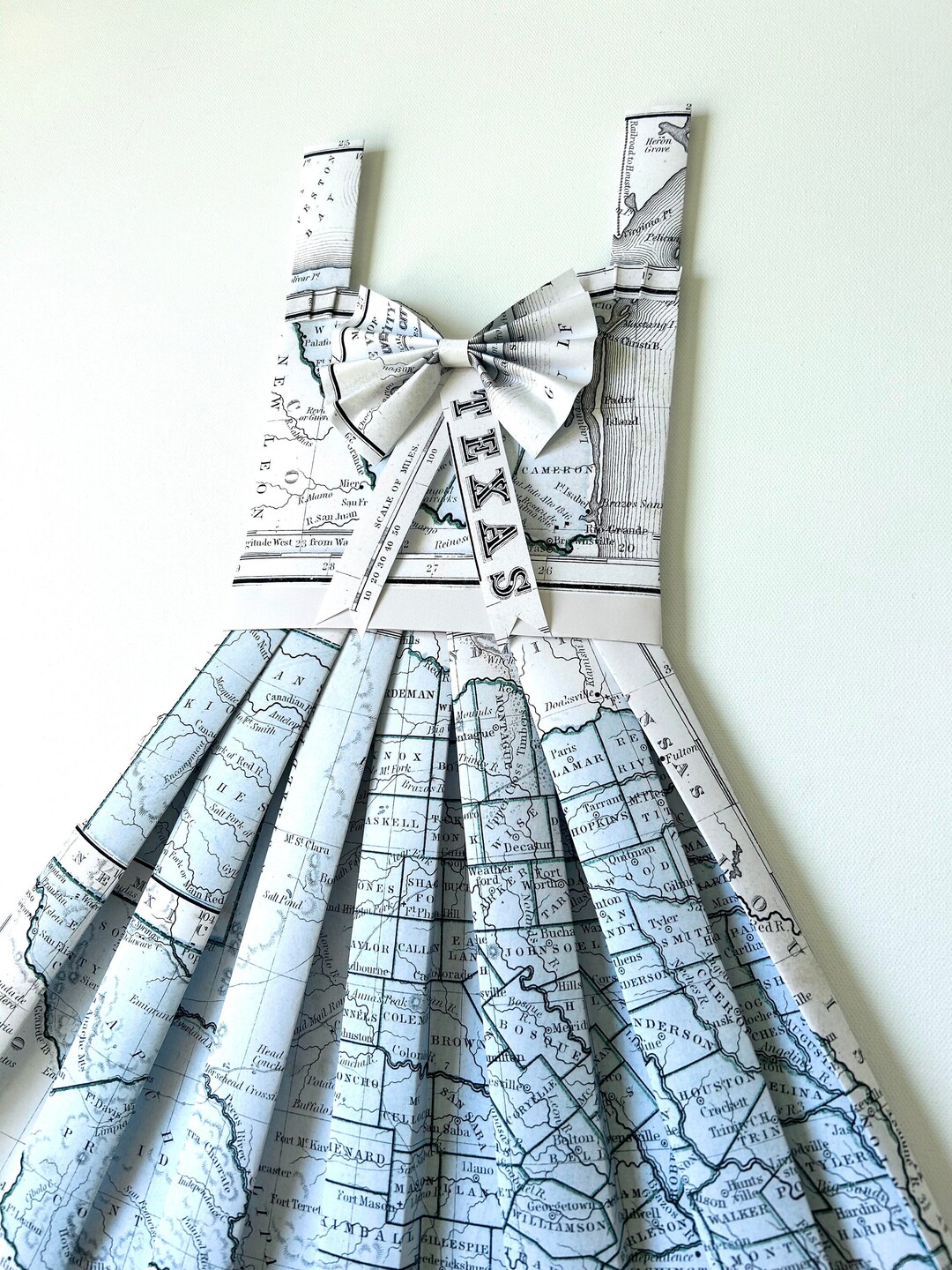 Paper Dress Artwork Texas Map - Etsy