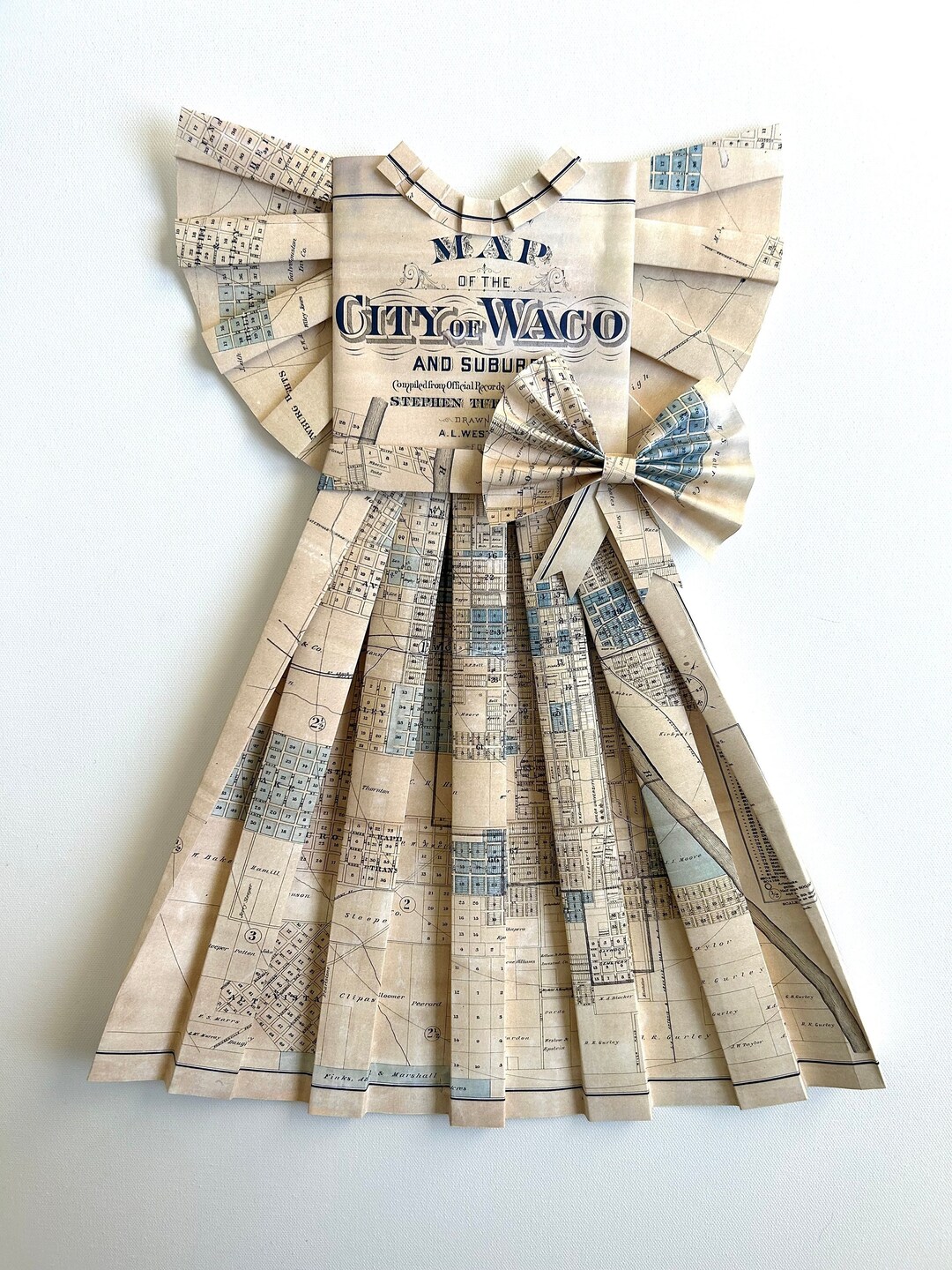 Paper Dress Artwork Waco Texas Map - Etsy
