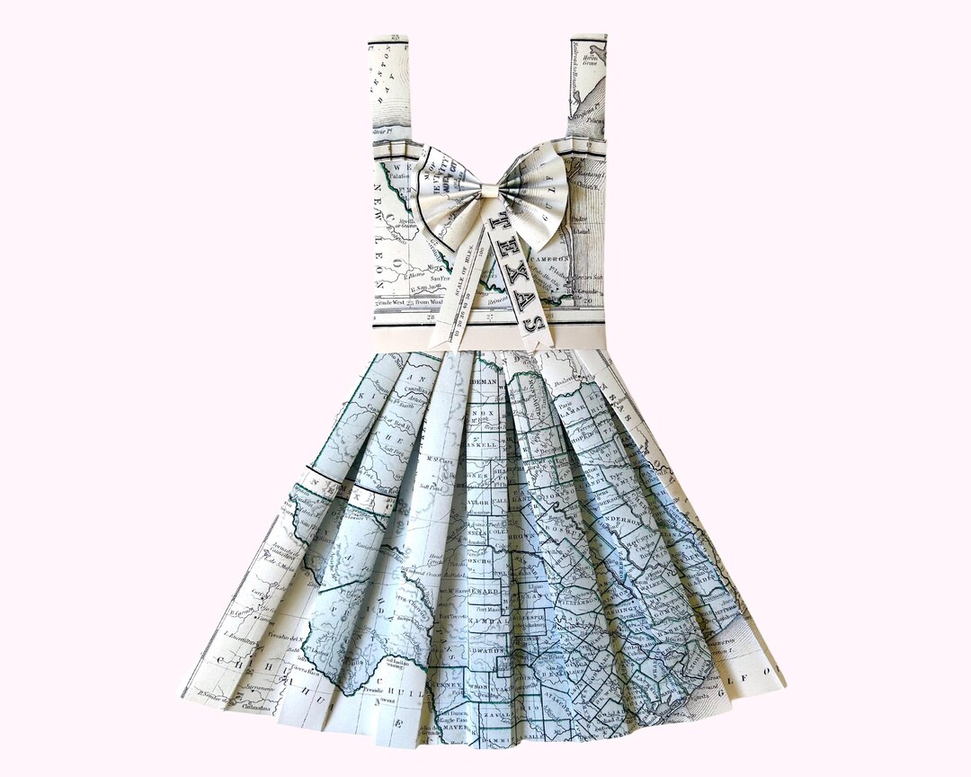 Paper Dress Artwork Texas Map - Etsy