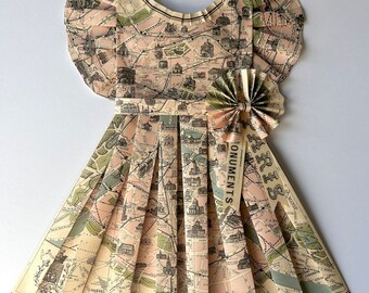 Paris Map Dress where to Go, What to See Map Paper Dress 20x28 - Etsy