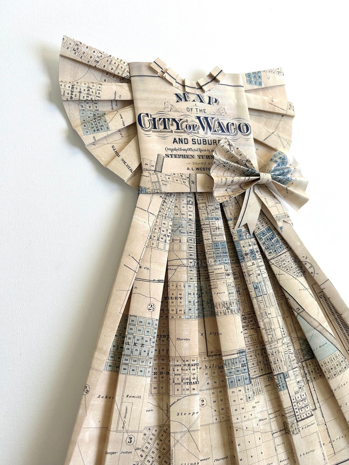 Paper Dress Artwork Waco Texas Map - Etsy