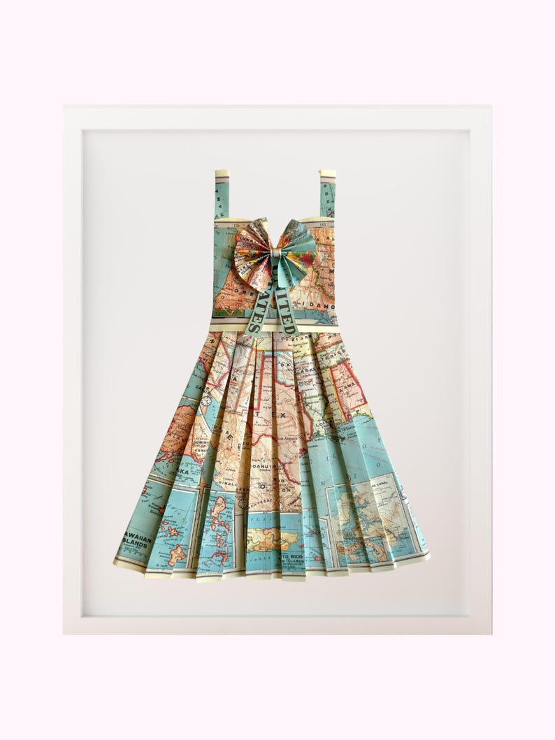 Paper Dress Artwork - United States Map - Etsy