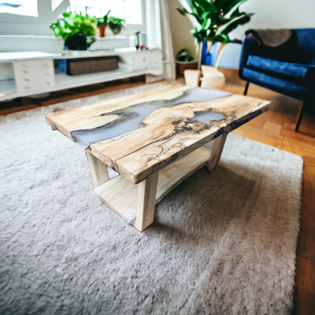 Handmade River Table, Wood Coffee Table, Mid Century Modern Coffee ...
