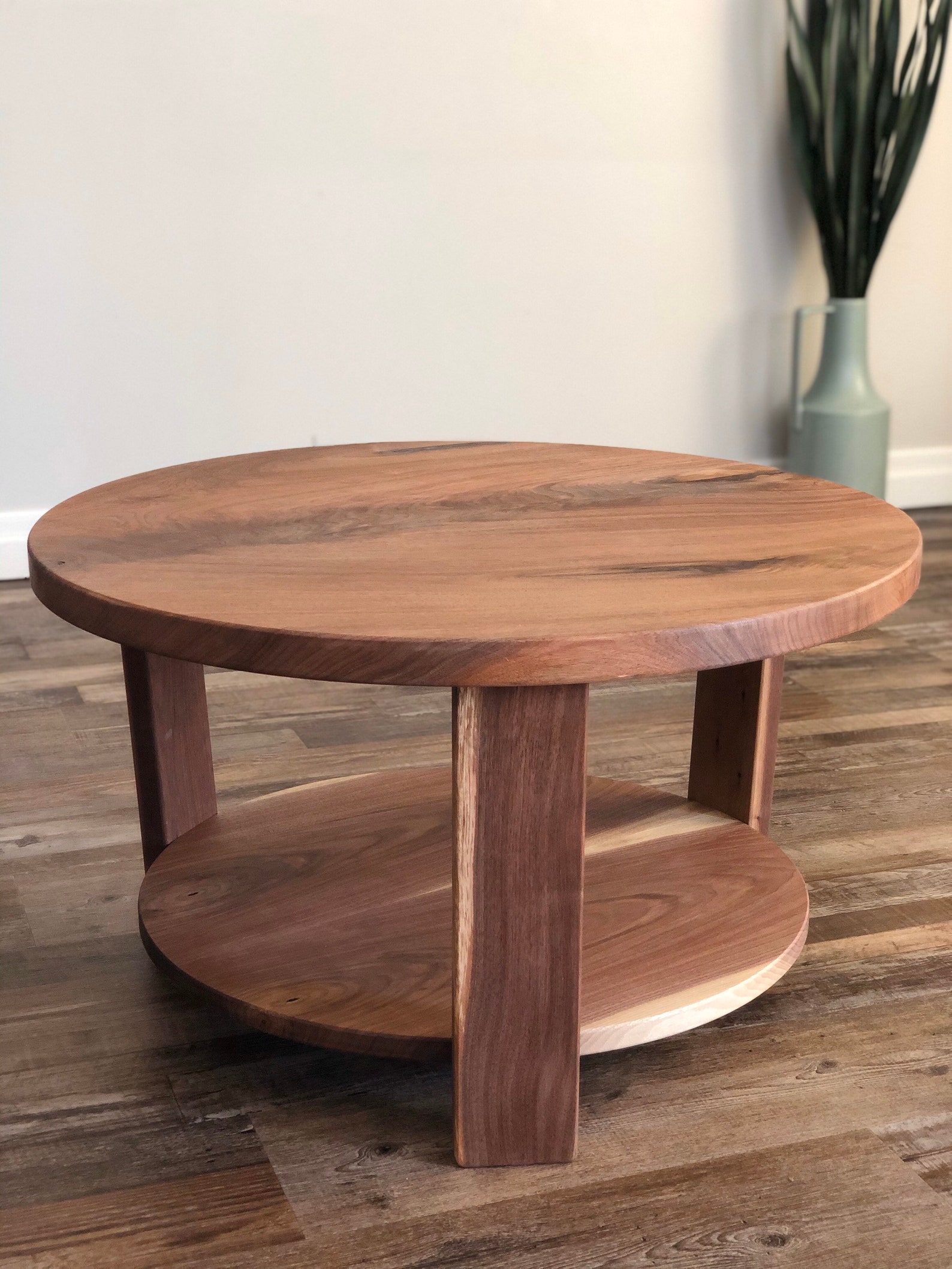 Round Wood Coffee Table Rustic Farmhouse Table Mid Century - Etsy