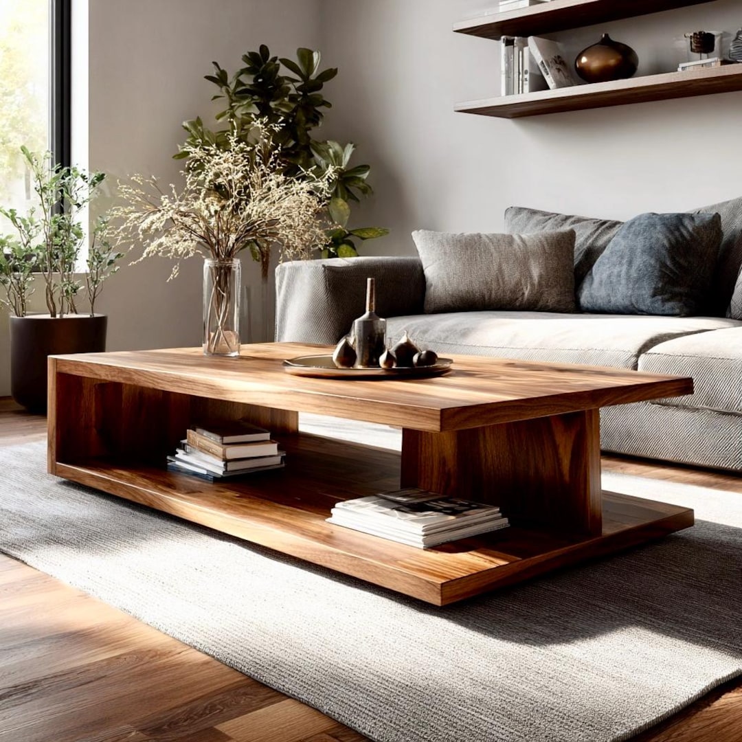 Handmade Solid Wood Coffee Table: Boho Modern Style - Etsy