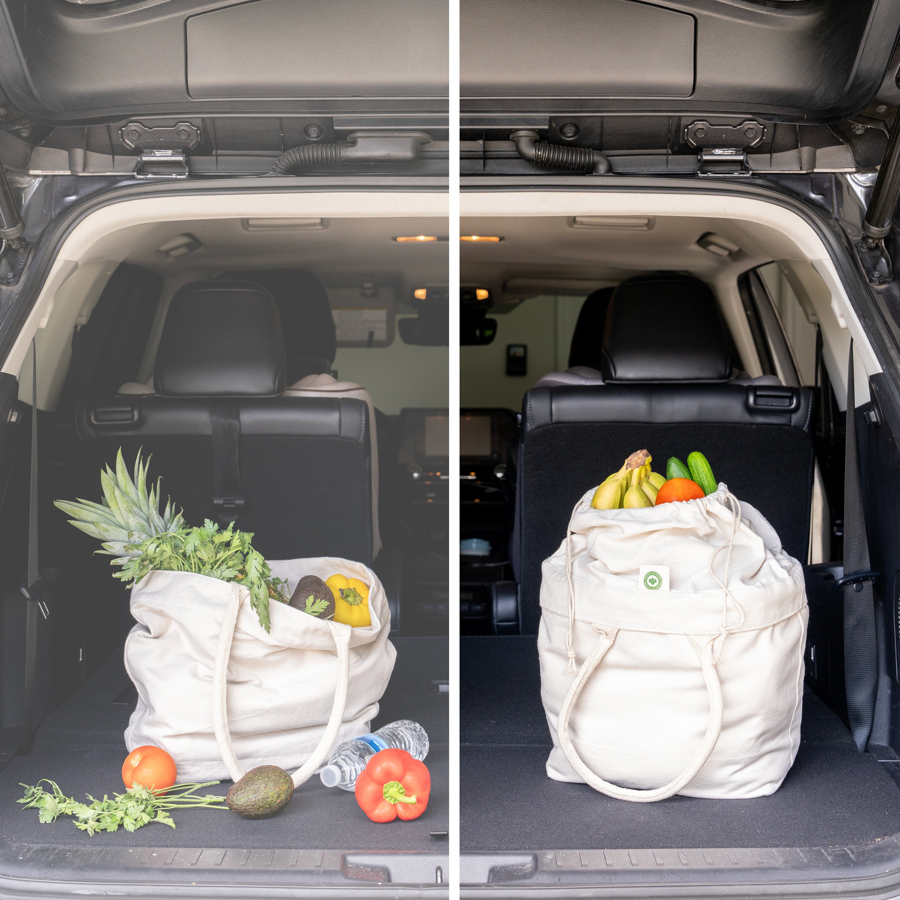Canvas Grocery Tote Bag With Drawstrings, Organic Cotton Reusable ...
