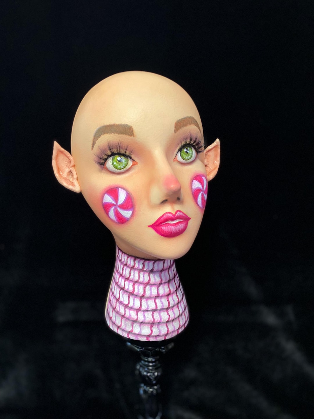 Pastel Peppermint Elf Mannequin Head, Christmas Mannequin - Etsy