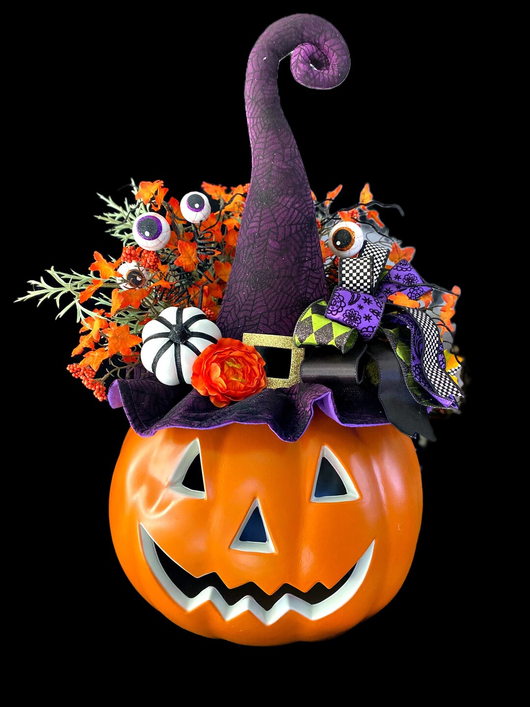 Light up Jack O Lantern Arrangement, Light up Halloween Decor - Etsy