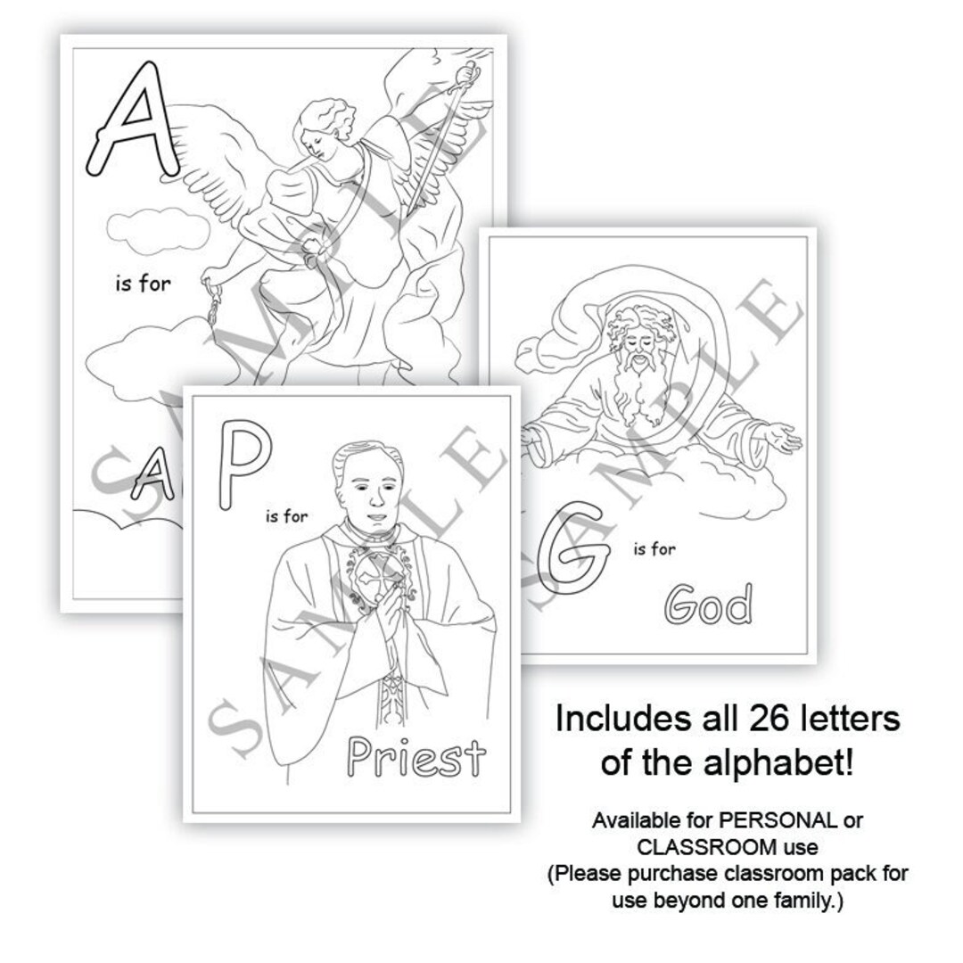 CLASSROOM USE Download Catholic ABC Coloring Pages - Etsy
