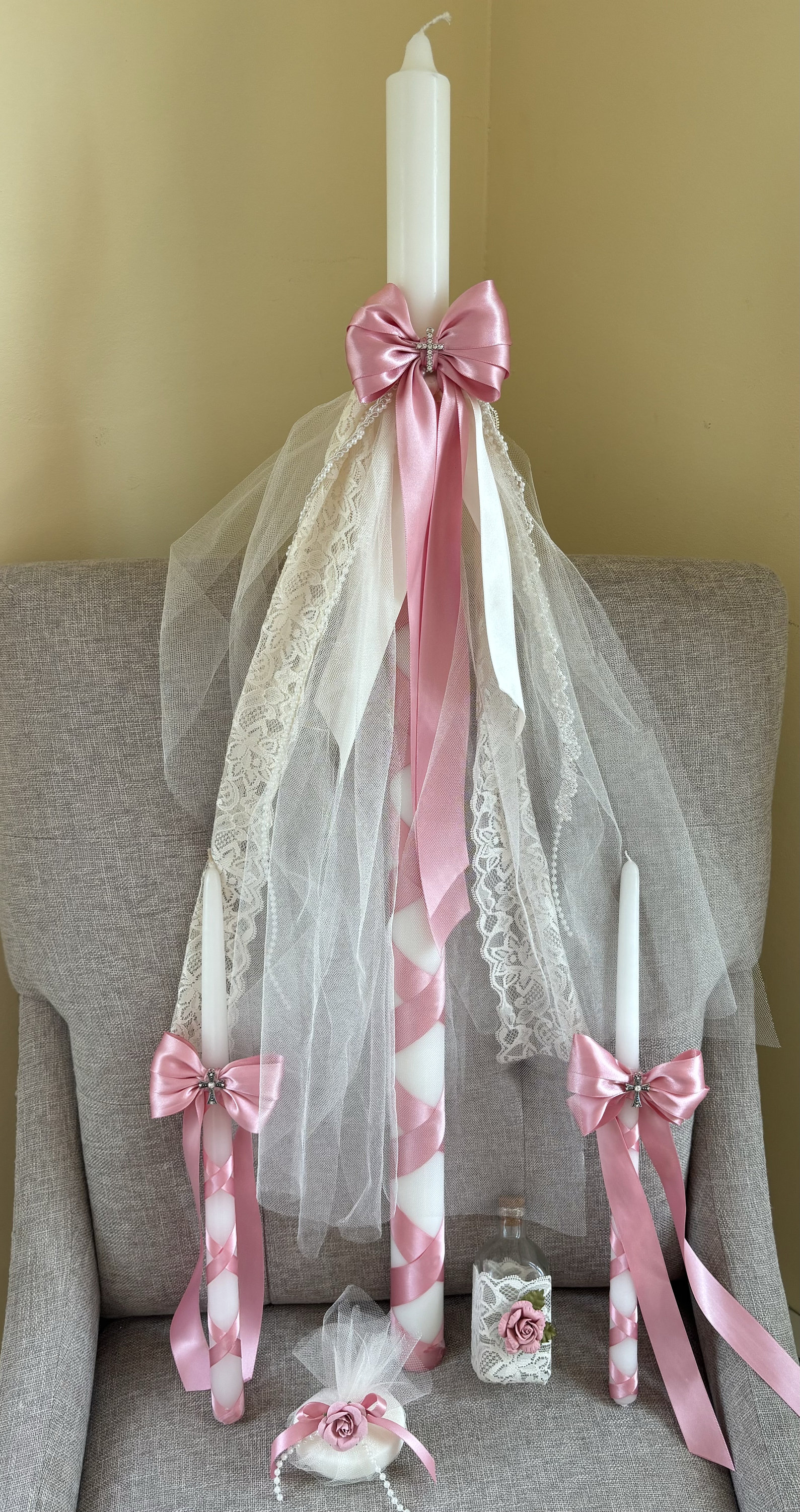 Greek Baptism Candle for Girls/ Greek Baptism Girl/orthodox Baptism Set ...