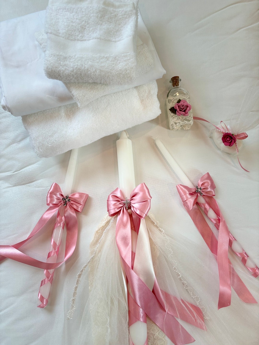 Greek Baptism Candle for Girls/ Greek Baptism Girl/orthodox Baptism Set ...