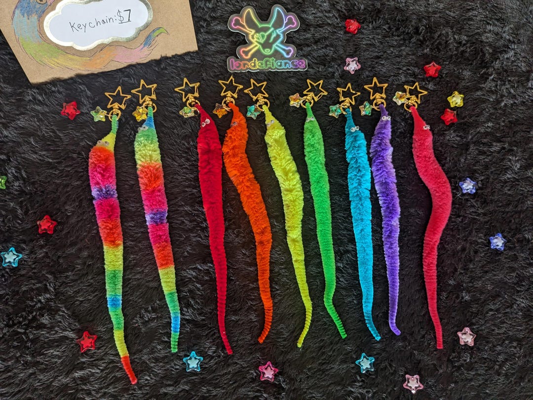 Worm on a String Keychain - Etsy