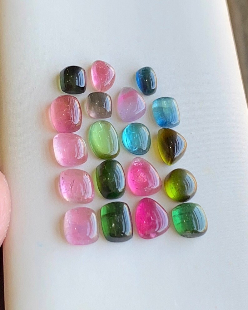 19-carats Multicolour Tourmaline Cabochons 4.5 to 7.2mmwhole Sale Lot ...