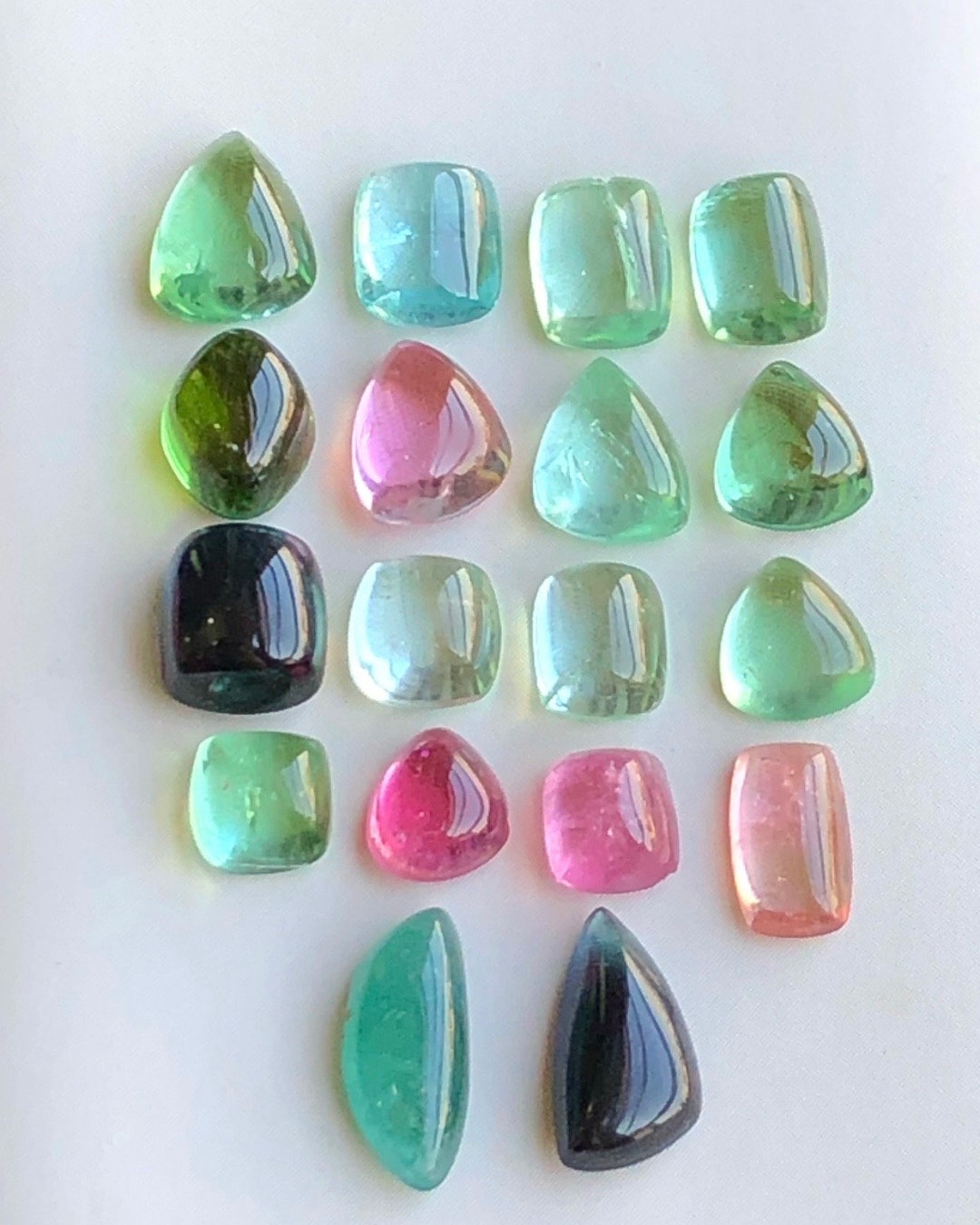 22-carats Tourmaline Cabochons || 6 to 11 Mm||whole Sale Lot:18 Pieces ...