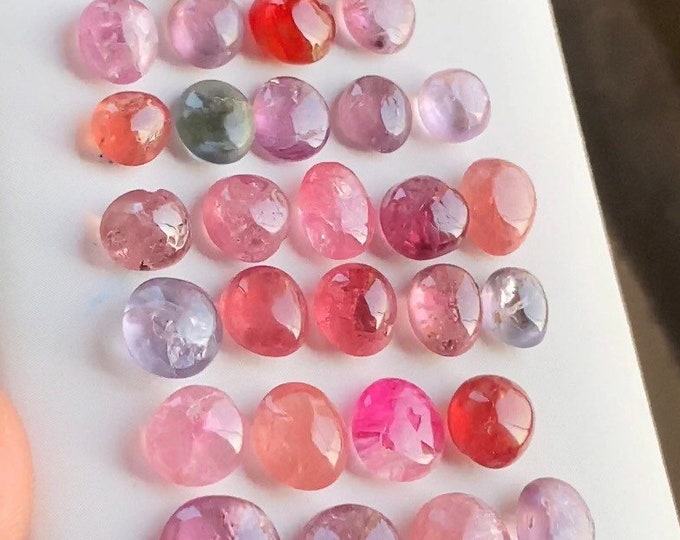 44-carats Natural Pink Color Spinel Beads Cabochons 6mm to 9mm Spinel ...