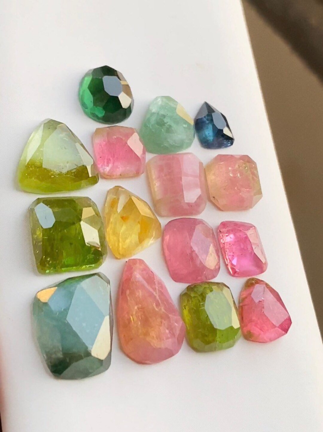 50-carats Natural Green, Blue & Pink Color Tourmaline Rosecut 8mm to ...