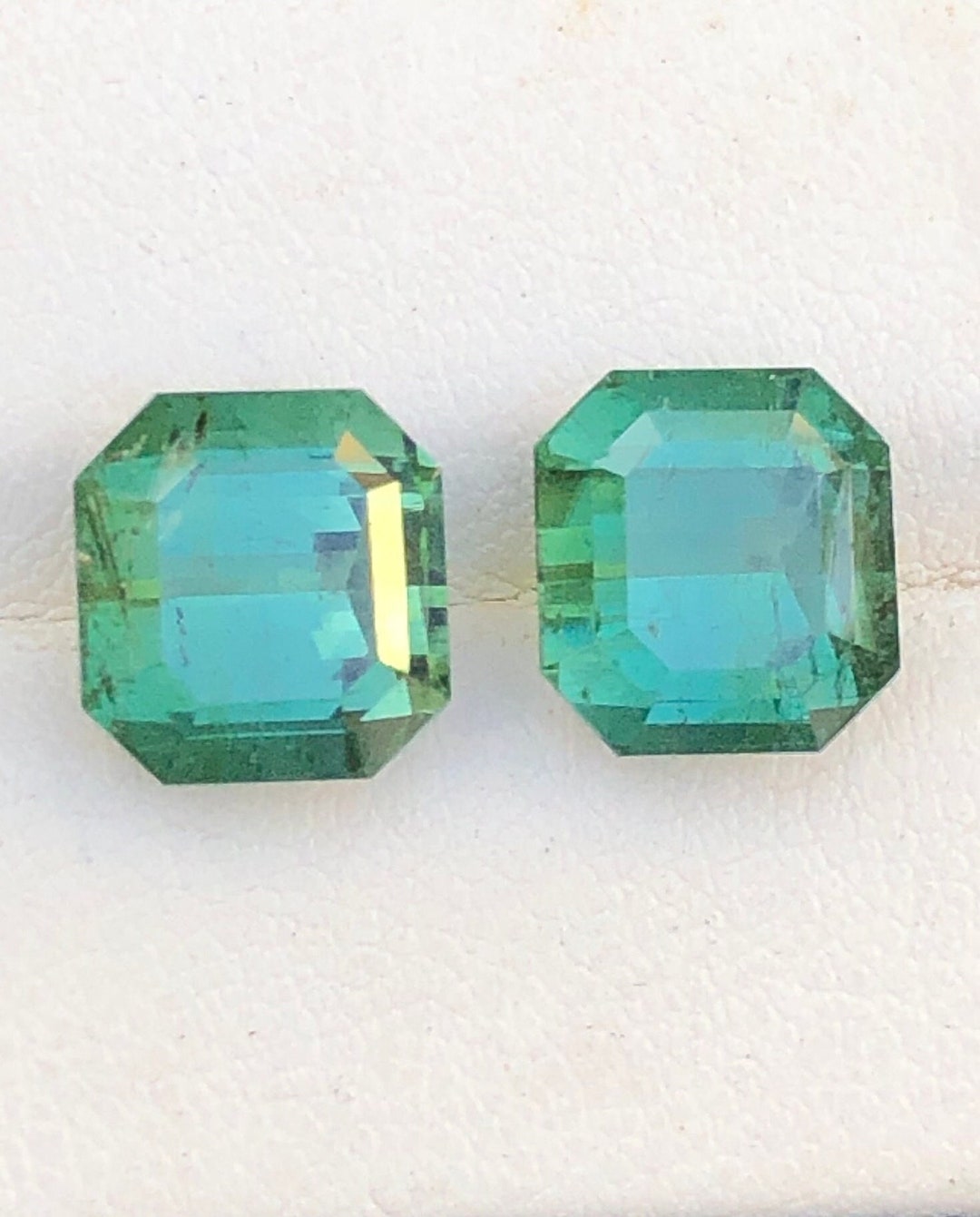 Natural Bluish Green Faceted Tourmaline Pairs , 9.85 Carats,dimensions ...