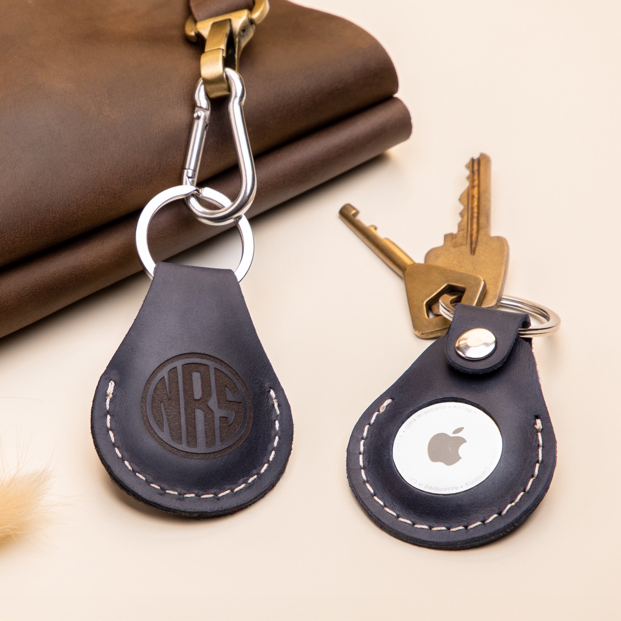 Leather Air Tag Keychain, Apple Tag Keychain, Leather Air Tag Keychain ...