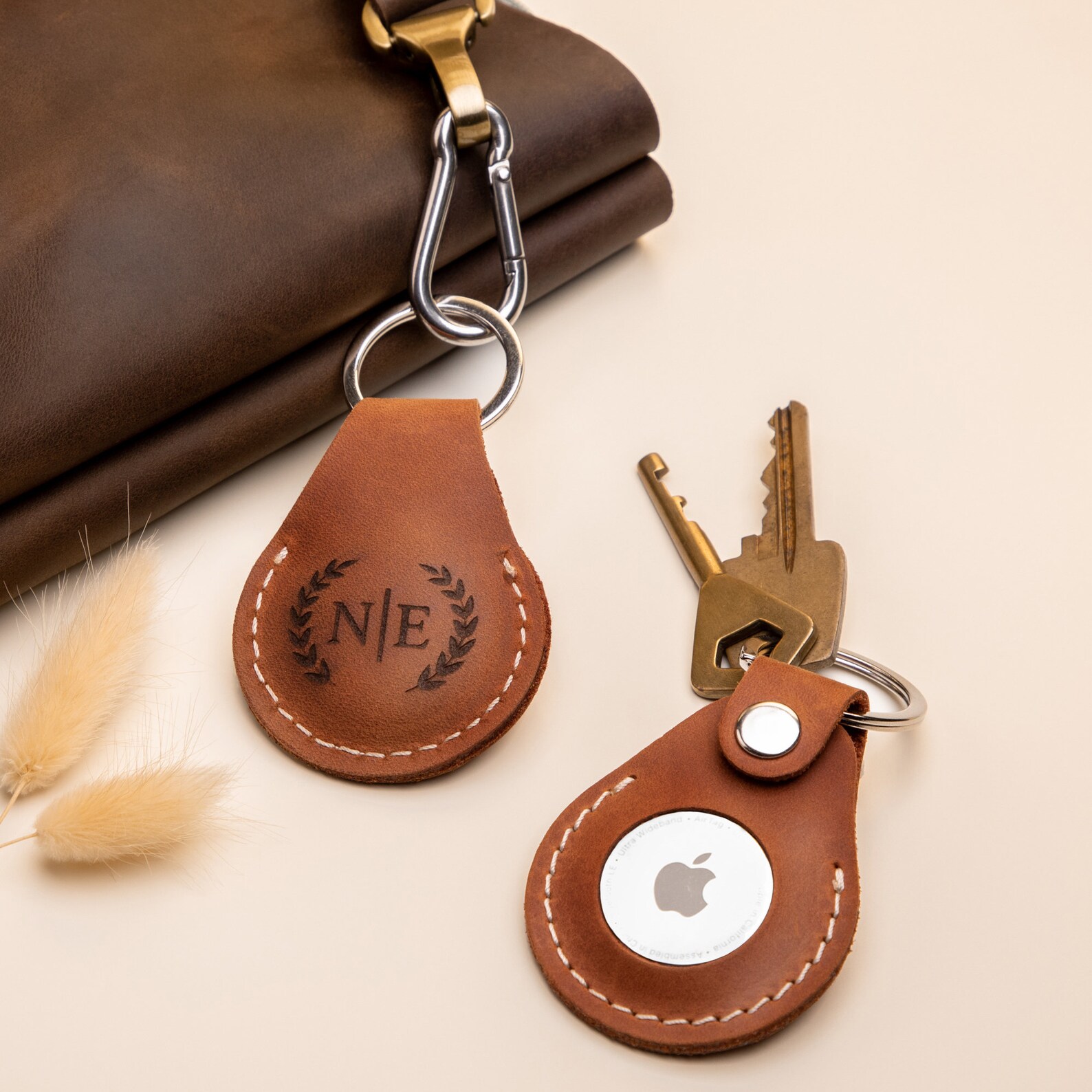 Leather Air Tag Keychain, Apple Tag Keychain, Leather Air Tag Keychain ...