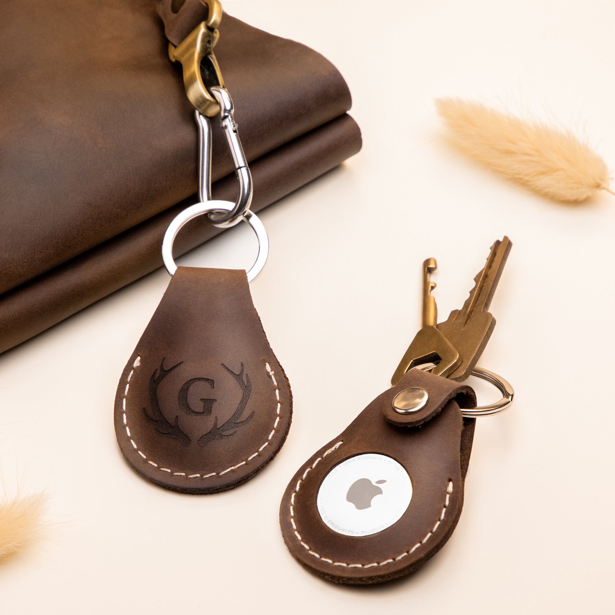 Air Tag Holder, Leather Air Tag Keychain, Apple Air Tag Keychain ...