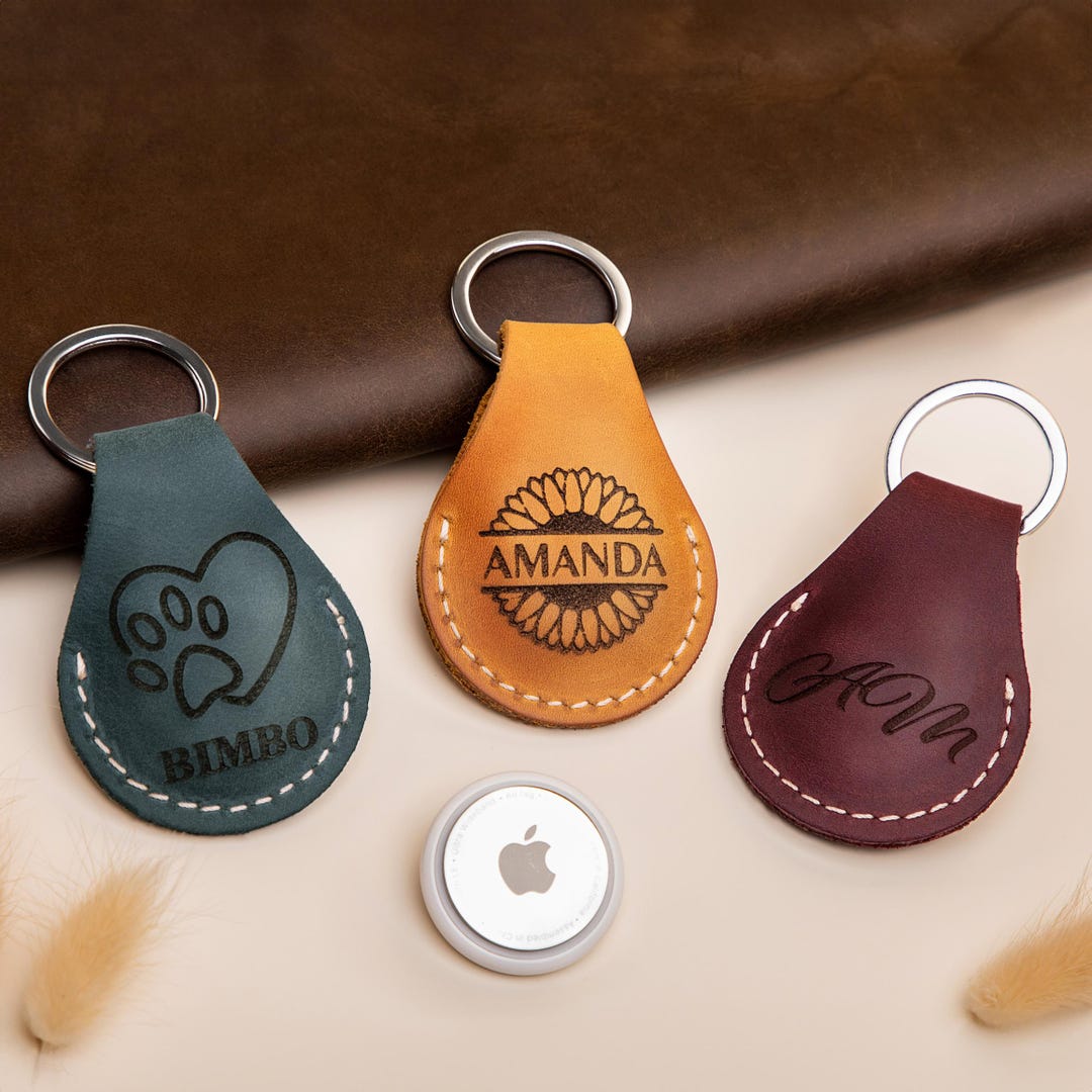Air Tag Holder, Leather Air Tag Keychain, Apple Air Tag Keychain ...