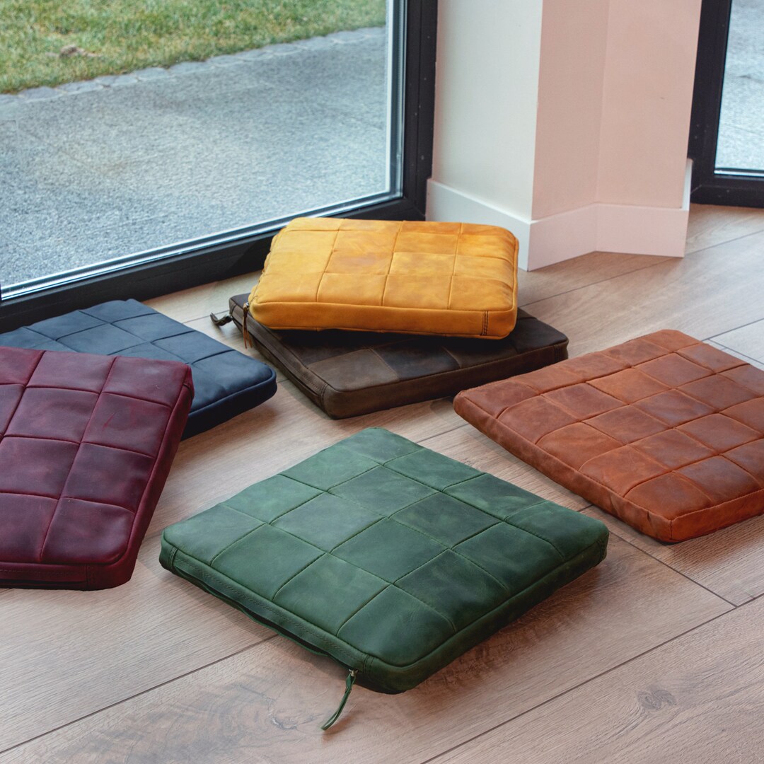 Leather Chair Seat Pad, Floor Seating Leather Cushion, Custom Chair ...