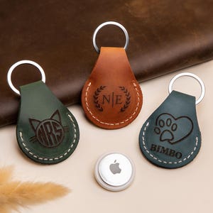 Leather Air Tag Keychain, Apple Tag Keychain, Leather Air Tag Keychain ...