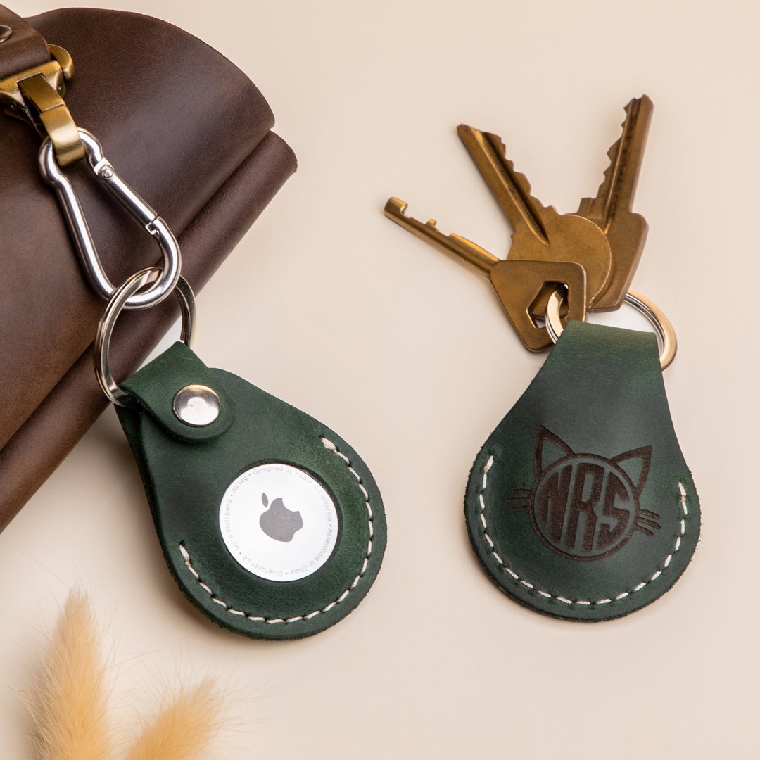 Personalized Leather AirTag Keychain, Engraved AirTag Holder, AirTag ...