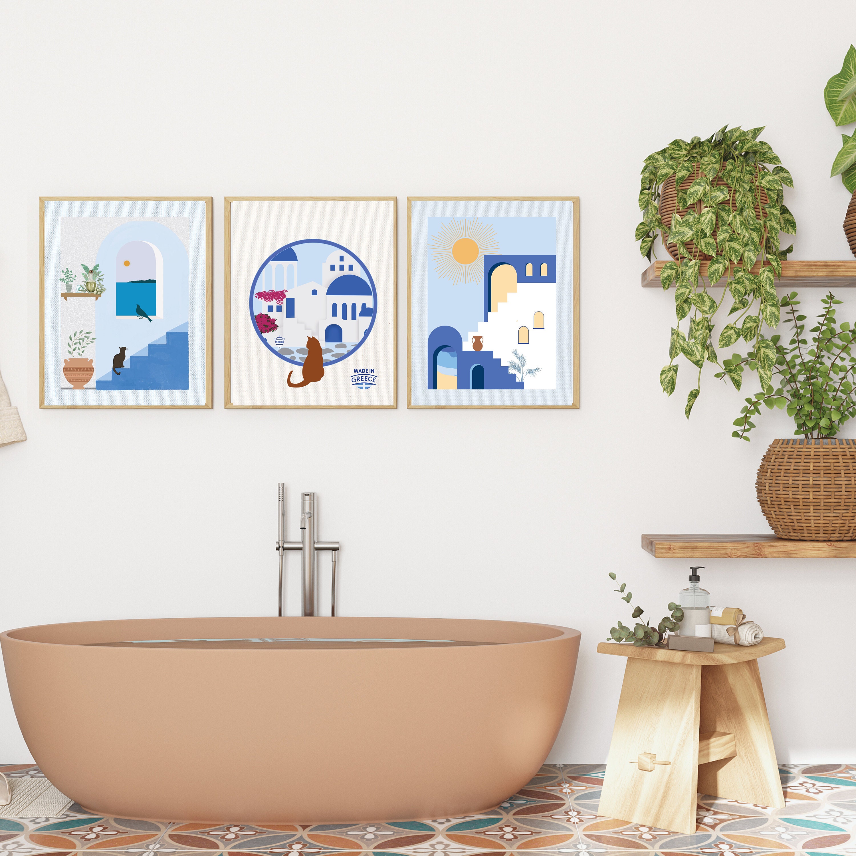 Greek Boho Wall Art , Bundle of 7 Digital Prints, Greek Home Decoration ...