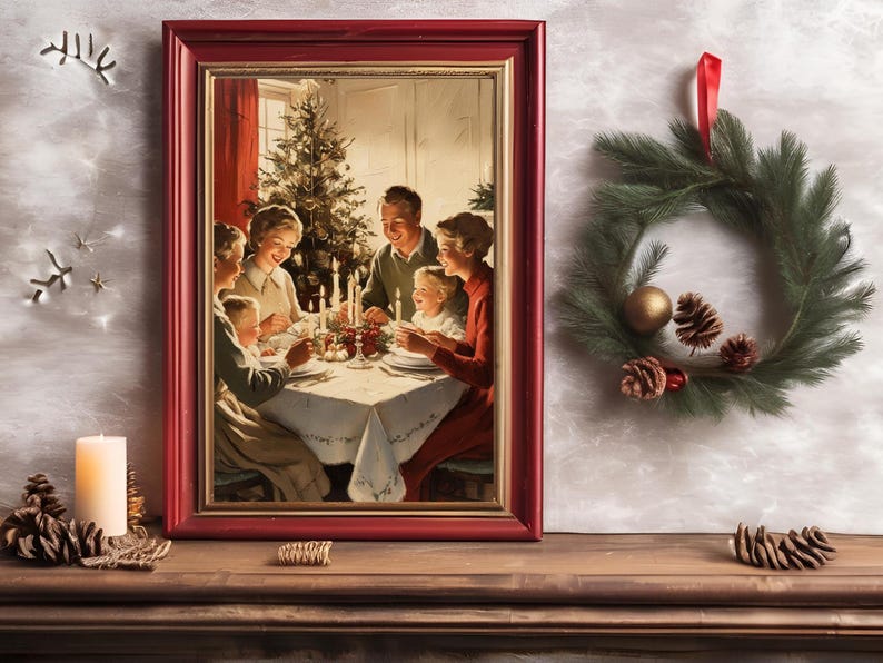 Vintage Classic Christmas Art Set, Timeless Nostalgic Holiday Prints ...