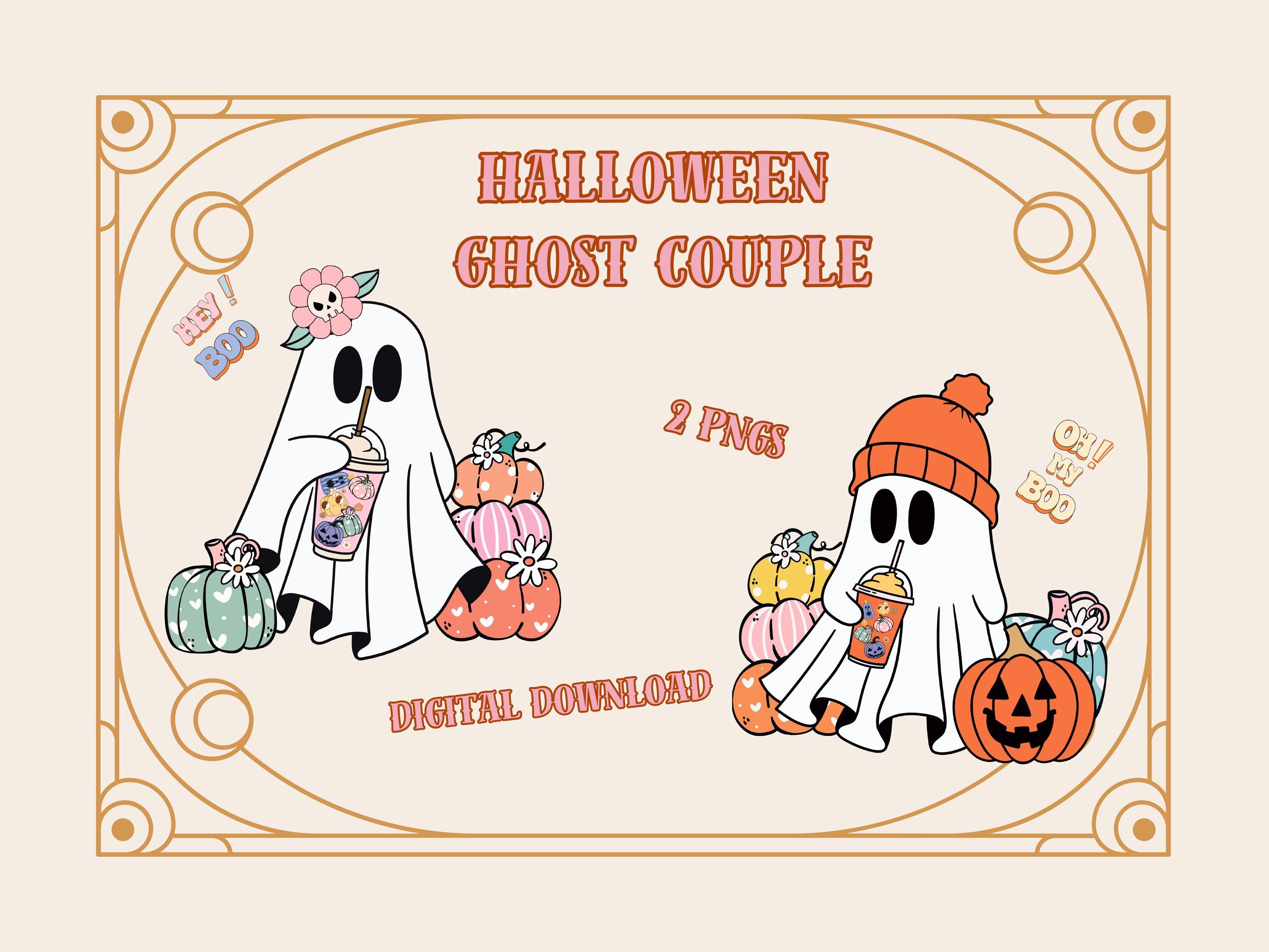 Cute Halloween Ghost Couple PNG Bundle Perfect for Clipart, Stickers ...
