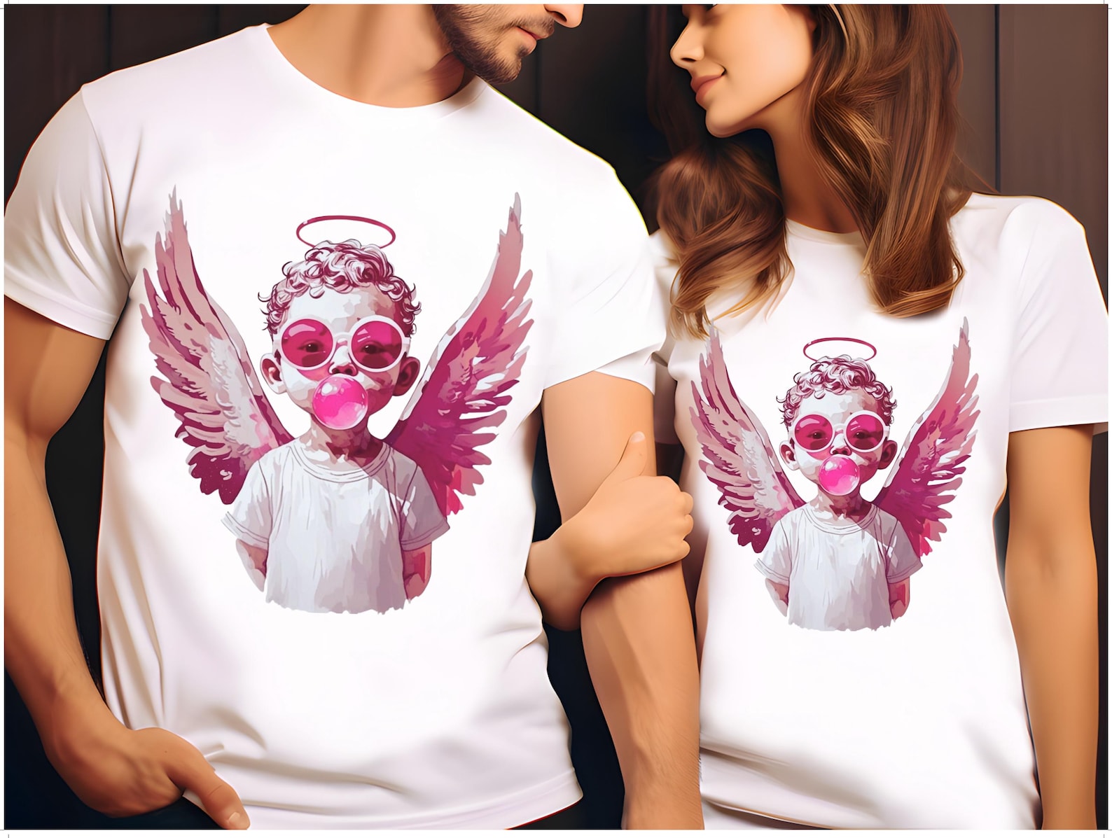 Cool Cupid Blowing Bubble Gum PNG, Fun Retro Pink Cupid Graphic, Trendy ...